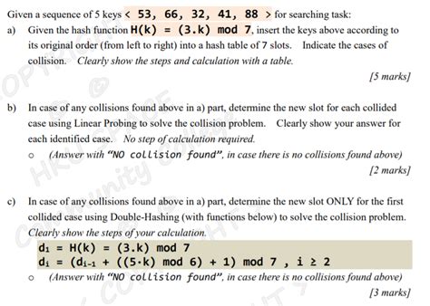 Solved Given A Sequence Of 5 Keys For Chegg Com