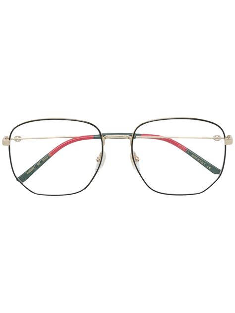 Gucci Eyewear Web Detail Hexagonal Frame Glasses Black Farfetch Pt
