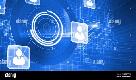 Composition Of Network Of Connections With Icons Over Scopes Scanning