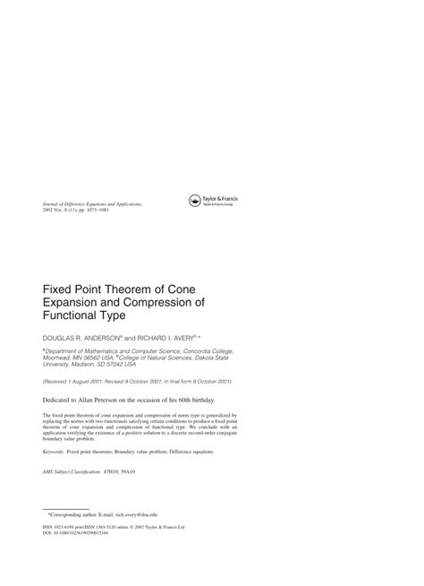 Pdf Fixed Point Theorem Of Cone Expansion And Compression Of