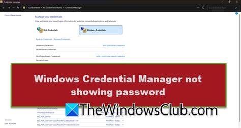 windows credential manager not showing password