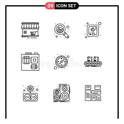 9 User Interface Outline Pack Of Modern Signs And Symbols Of Gps