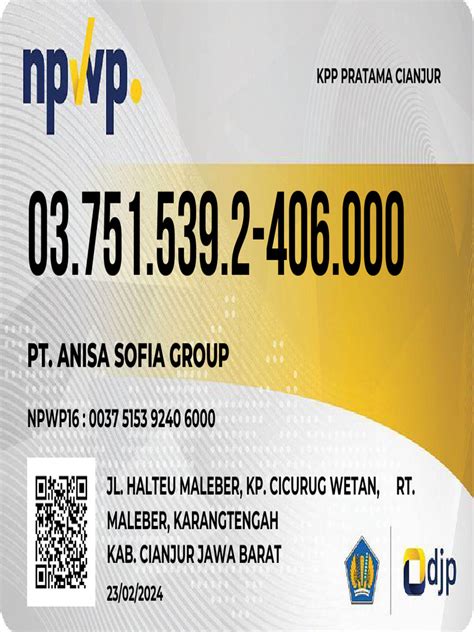 Contoh Npwp Perusahaan 2024 Pdf