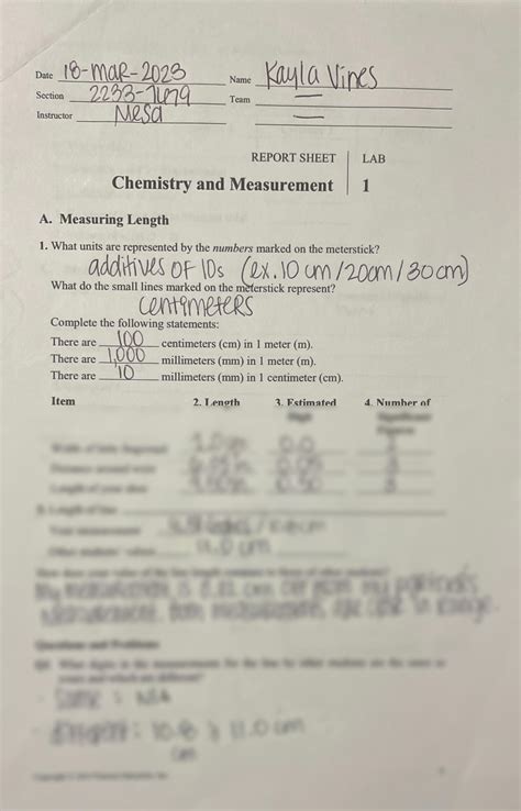 SOLUTION Chp Chemistry Measurement Pre Lab Report Sheet Studypool
