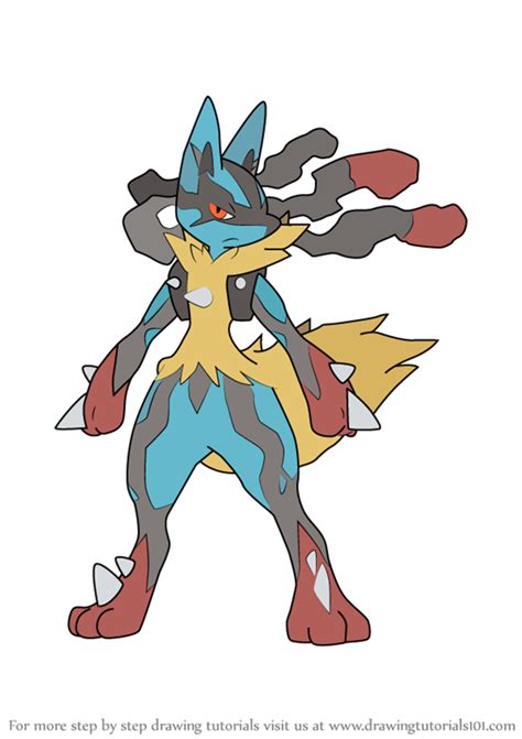 How To Draw Mega Lucario From Pokemon Pokemon Step By Step DrawingTutorials Com