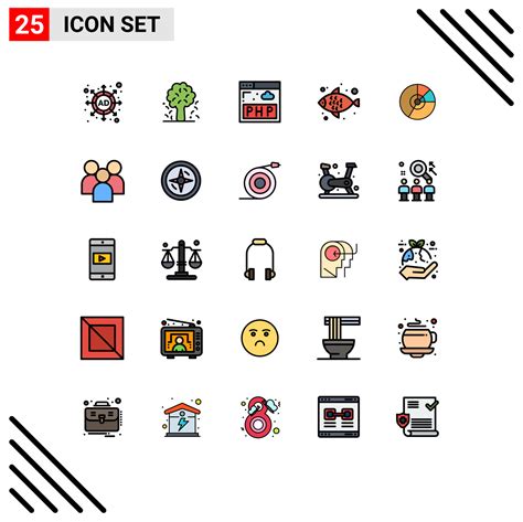 25 Filled Line Flat Color Concept For Websites Mobile And Apps Diagram Business Data Pie Sea