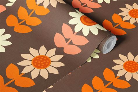 Mid Century Modern Flower Wallpaper