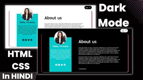 How To Add Dark Mode Toggle With Simple Html Css And Js In Hindi Turn