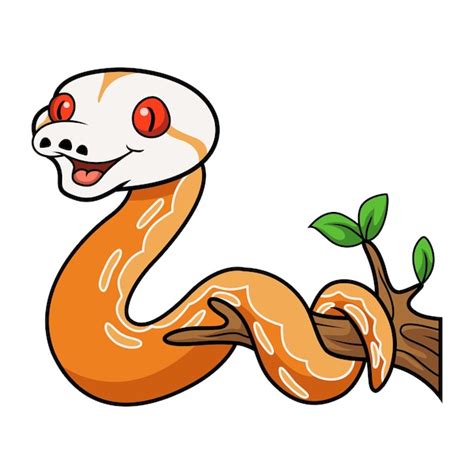Premium Vector Cute Albino Sunfire Tiger Het Genetic Stripe Reticulated Python On Tree Branch
