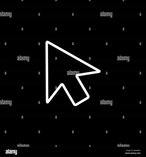 Mouse Cursor Line Icon On Black Background Black Flat Style Vector