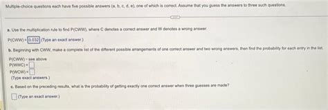 Solved Multiple Choice Questions Each Have Five Possible