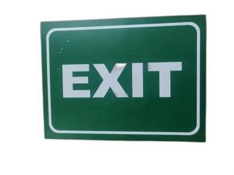 ACP Sheet Rectangular Green Exit Sign Board For Safety Board Thickness Mm At Sq Ft In Noida