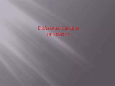 Differential Calculus PPT