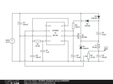 Uc3845 Stepdown Drives N Mosfet Circuitlab