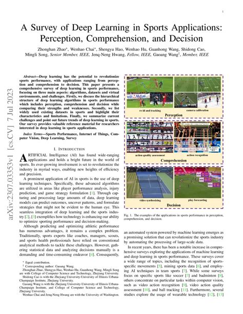 A Survey Of Deep Learning In Sports Applications Perception