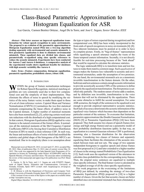 Pdf Class Based Parametric Approximation To Histogram Equalization