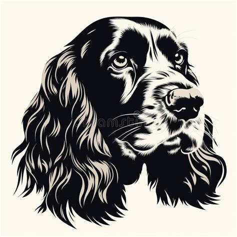 Designing A Black And White Stencil Art English Cocker Spaniel Stock