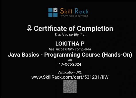 Lokitha P On Linkedin Java Programming Certification