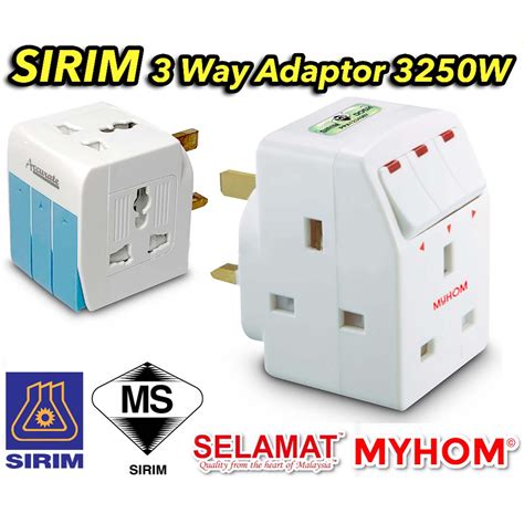 Selamat Myhom 13a 3 Way Adaptor Extension Socket With Neon Switch Sirim Adaptor Sa 32 131uk 3