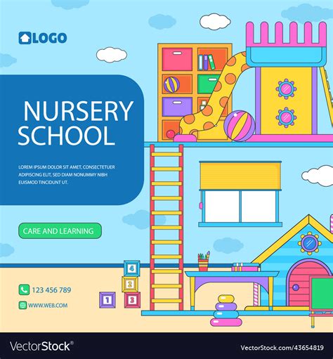 Hand Drawn Nursery School Design Template Vector Image