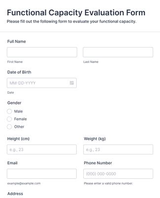 Functional Capacity Evaluation Form Template Jotform