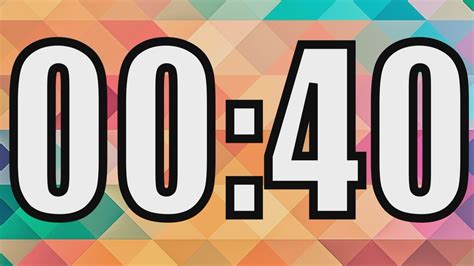 40 Seconds Timer With Colorful Background 40 Seconds Countdown With