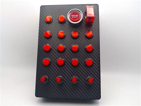 Simracing Button Box With 14 Buttons And 4 Push Button Rotary Encoders And Engine Start Controls