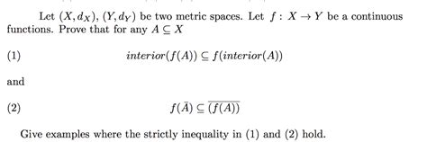 solved let x dx y dy be two metric spaces let f x →