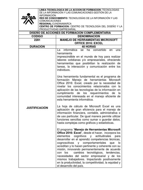 Estructura Curricular Excel Pdf Pdf Microsoft Excel Microsoft
