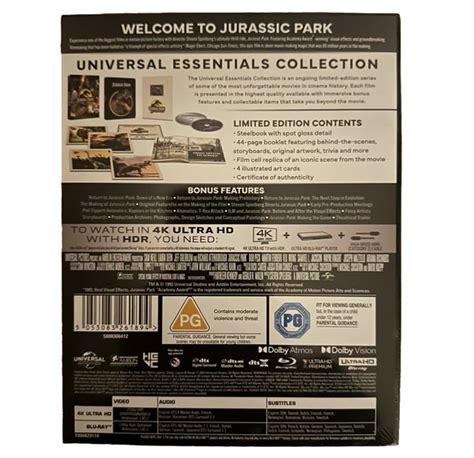 Jurassic Park 30th Anniversary Collectors Ed 4k Uhd Blu Ray Steelbook