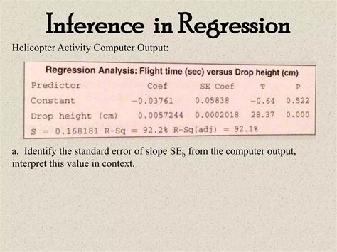 Regression Inference Confidence Intervals Ppt