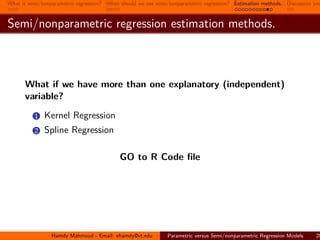 Parametric Versus Semi Nonparametric Parametric Regression Models PDF