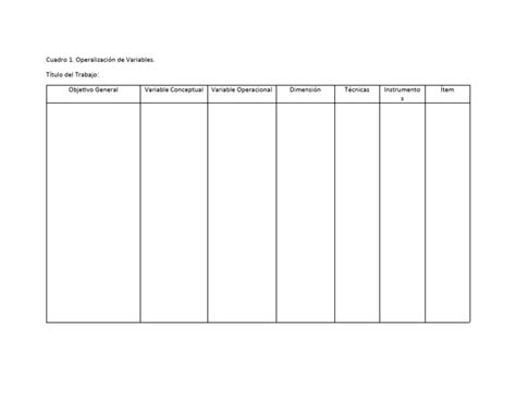 Formato Cuadro De Variables 2 Pdf