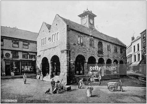 Antique Black And White Photograph Of England And Wales Market Hall And