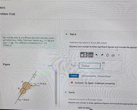 Solved Two Smooth Disks A And B Have The Initial Velocities