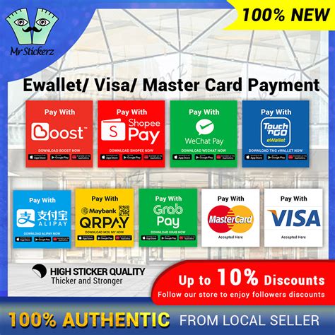 Ewallet Card Payment Sticker High Sticker Quality Long Lasting Touch N Go Grab Boost Shopee