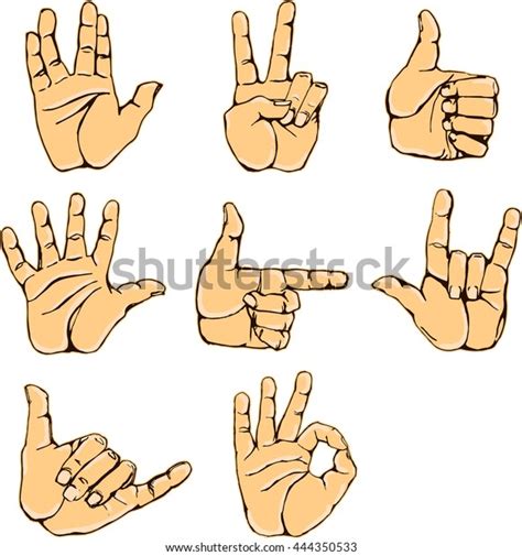 Hand Gestures Sign Language Icon Set Stock Illustration Shutterstock