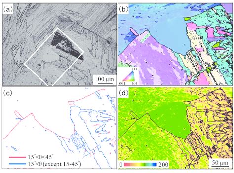 Optical Micrograph A Orientation Imaging Map B Grain Boundary Map