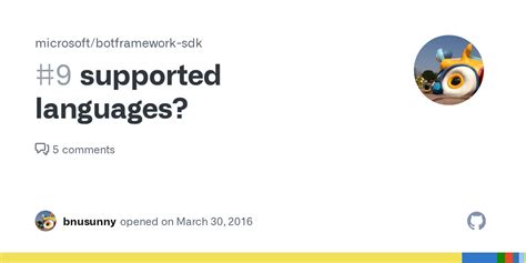 Supported Languages Issue Microsoft Botframework Sdk Github