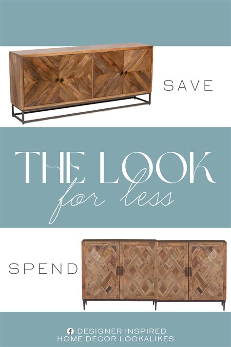 Pottery Barn Parquet Wood Buffet Cabinet Dupe