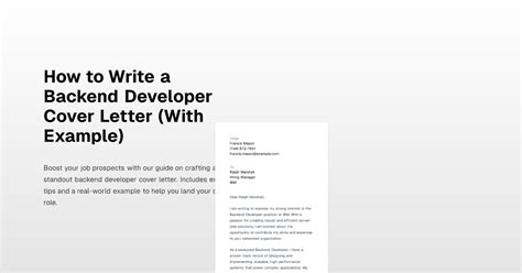 How To Write A Backend Developer Cover Letter With Example