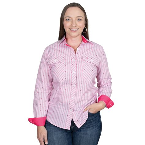 Buy Just Country Womens Abbey Full Button Print Work Shirt Pink