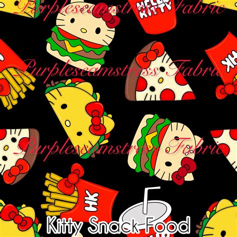 Kitty Snack Food Fabric Purpleseamstress Fabric