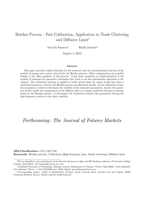 pdf hawkes process fast calibration application to trade clustering