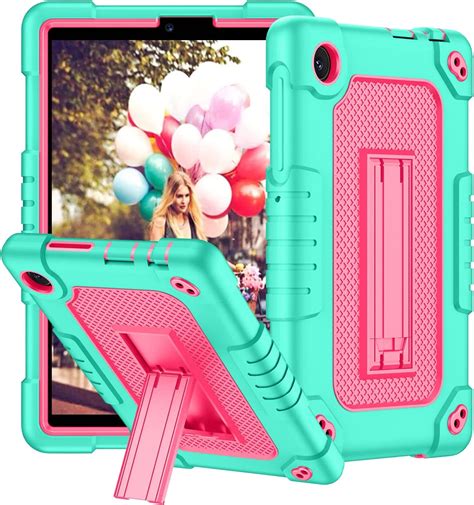 Soatuto Full Body Cover Case For Tcl Tab 8 Models 9137w And 9132x With Strap Green Pink
