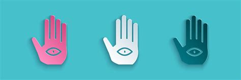 종이 잘라 함사 손 아이콘은 파란색 배경에 격리 파티마의 손 부적 악마의 눈으로부터 보호의 상징 종이 아트 스타일 벡터 0명에 대한 스톡 벡터 아트 및 기타 이미지 Istock