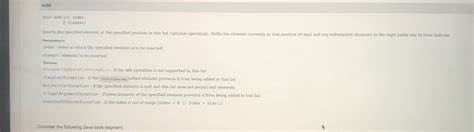 Solved Question 8consider The Following Java List Apiset E