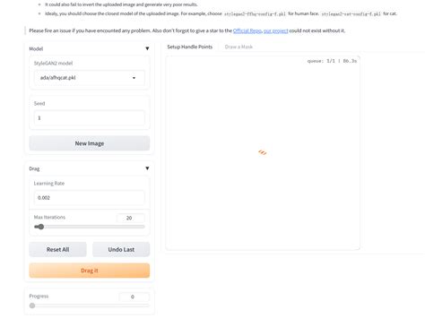 跑起来后点击图片没反应 Issue OpenGVLab DragGAN GitHub