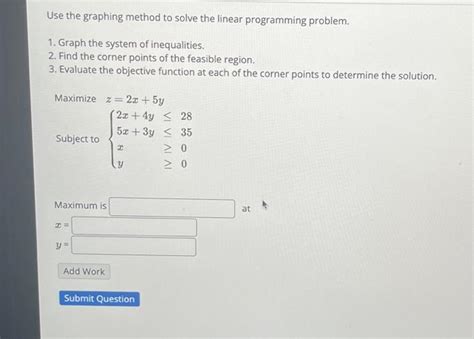 Solved Use The Graphing Method To Solve The Linear