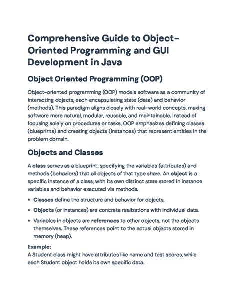 Comprehensive Guide To Oop And Gui Development In Java Comprehensive Guide To Object Oriented